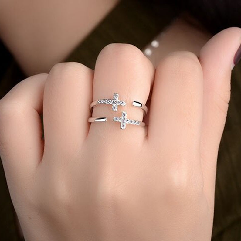 Sterling Silver Open Cross Ring – Godfullness