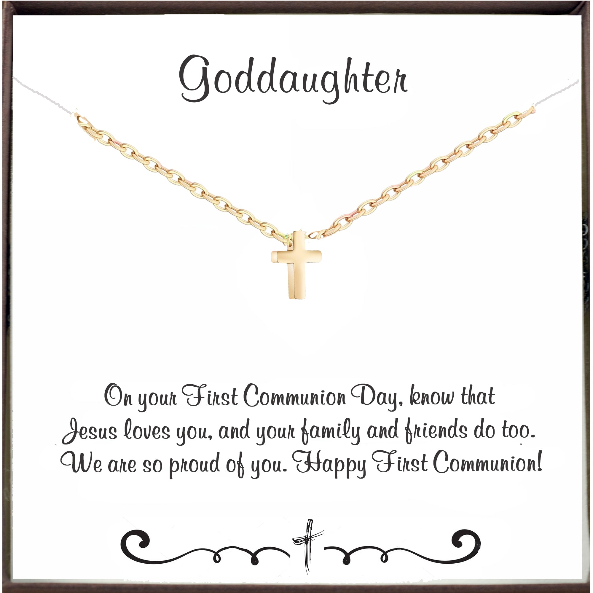 First Holy Communion - Tiny Cross Necklace for Goddaughter – Godfullness