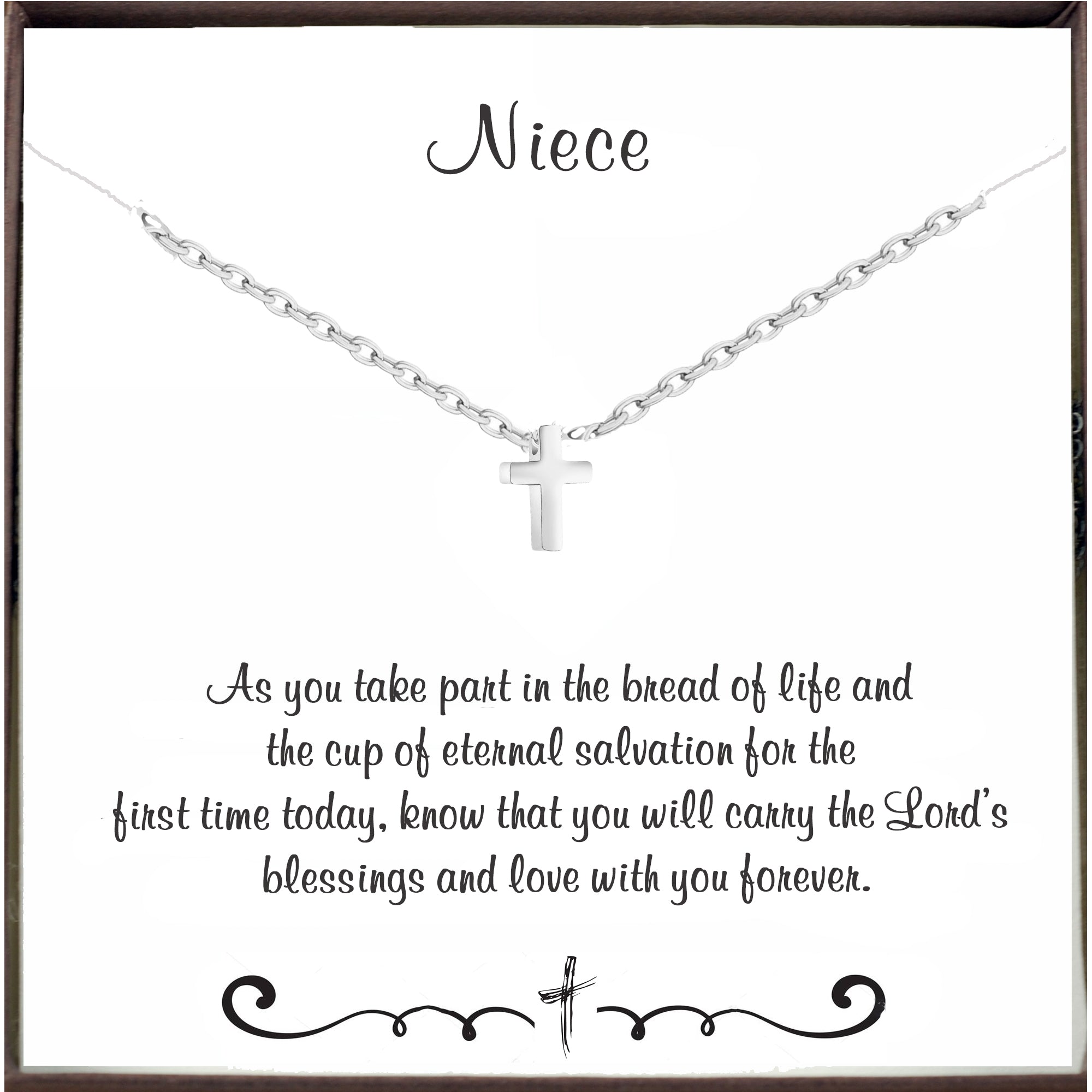 Communion Silver Cross Necklace for Niece – Godfullness